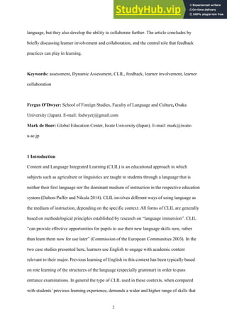 Approaches To Assessment In CLIL Classrooms Two Case Studies | PDF | Education industry | Industries