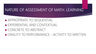 Approaches to assessment of learning mathematics | PPTX