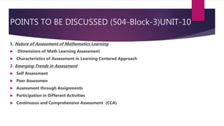 Approaches to assessment of learning mathematics | PPTX
