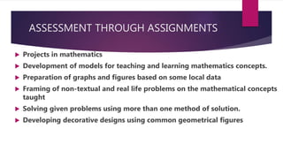Approaches to assessment of learning mathematics | PPTX