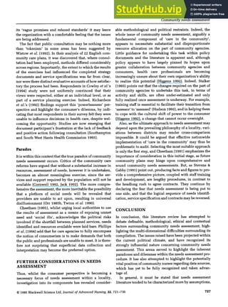 Approaches To Community Needs Assessment A Literature Review | PDF