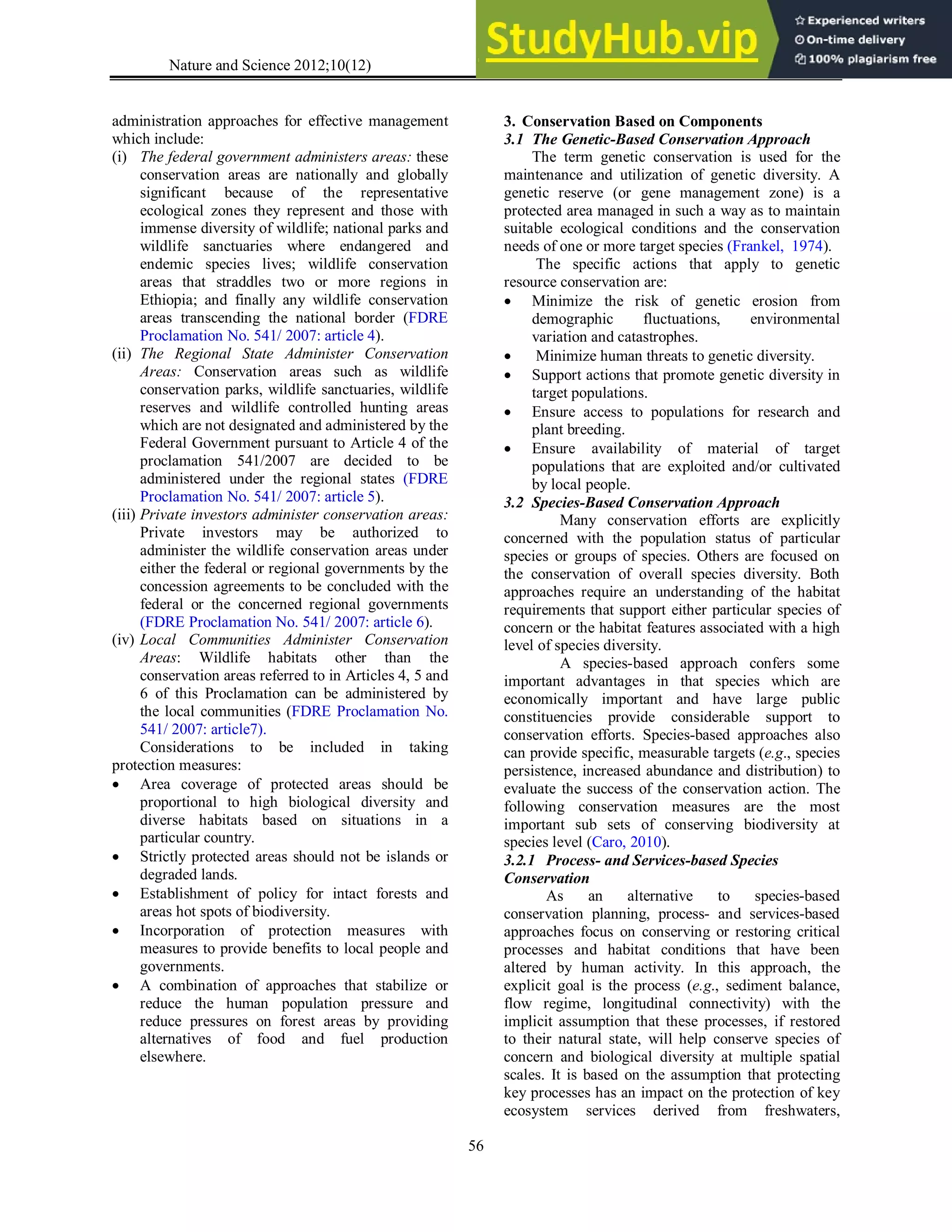 Approaches To Conservation And Sustainable Use Of Biodiversity- A ...