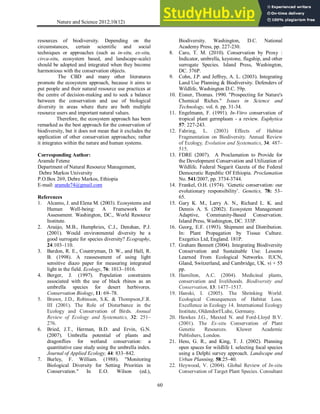 Approaches To Conservation And Sustainable Use Of Biodiversity- A Review | PDF