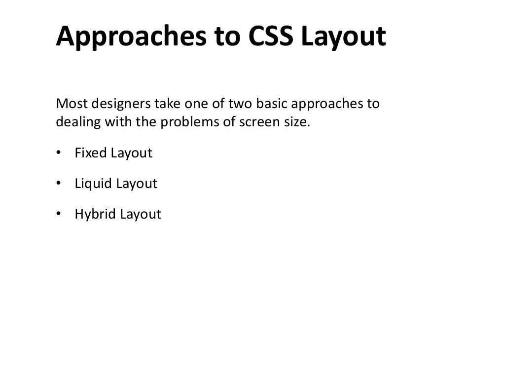 Approaches to CSS Layout