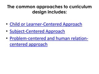 approaches to curriculum design | PDF