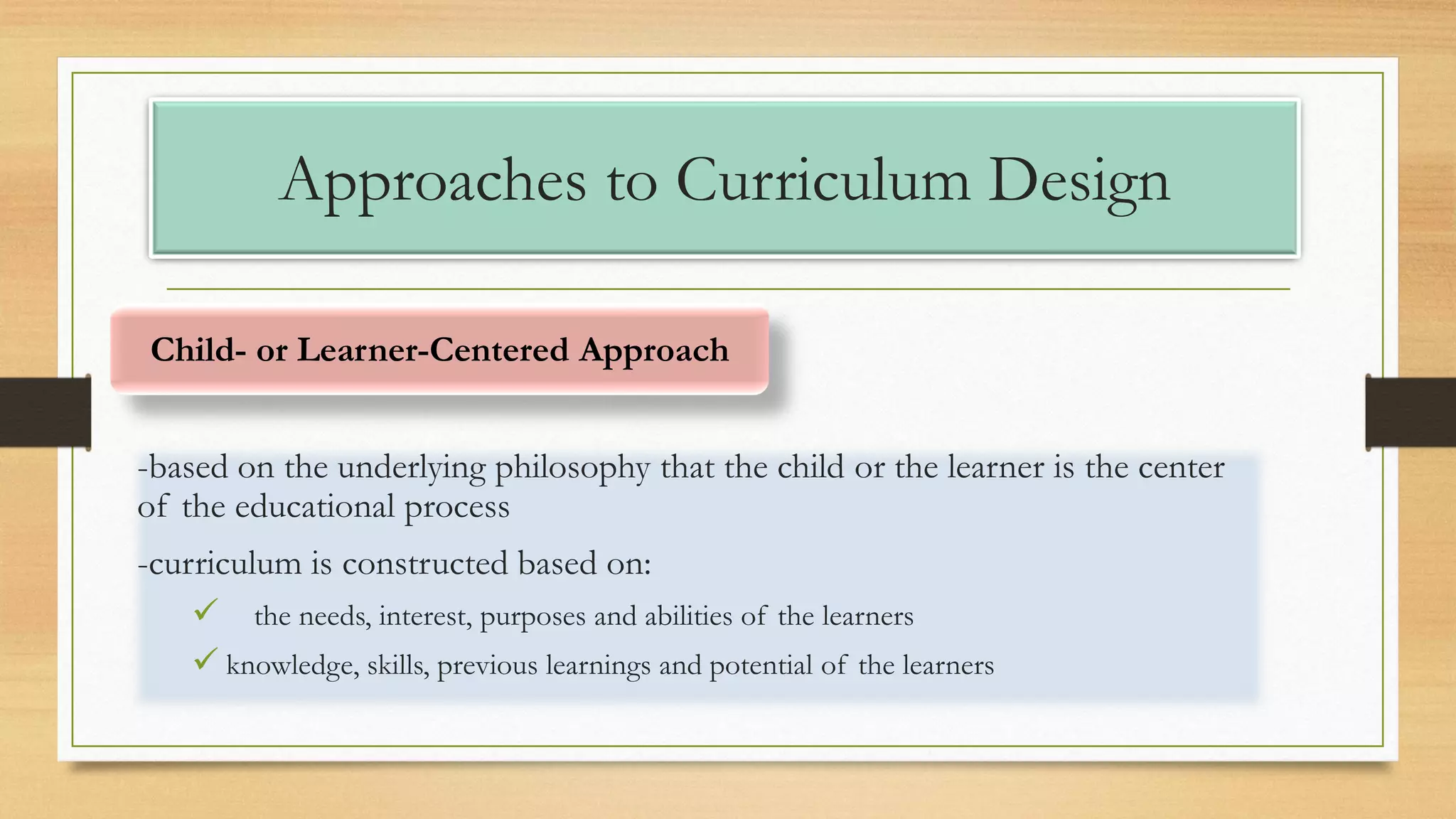 Approaches to curriculum designing | PDF