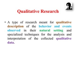 Approaches to Educational Research - Qualitative & Quantitative | PPT