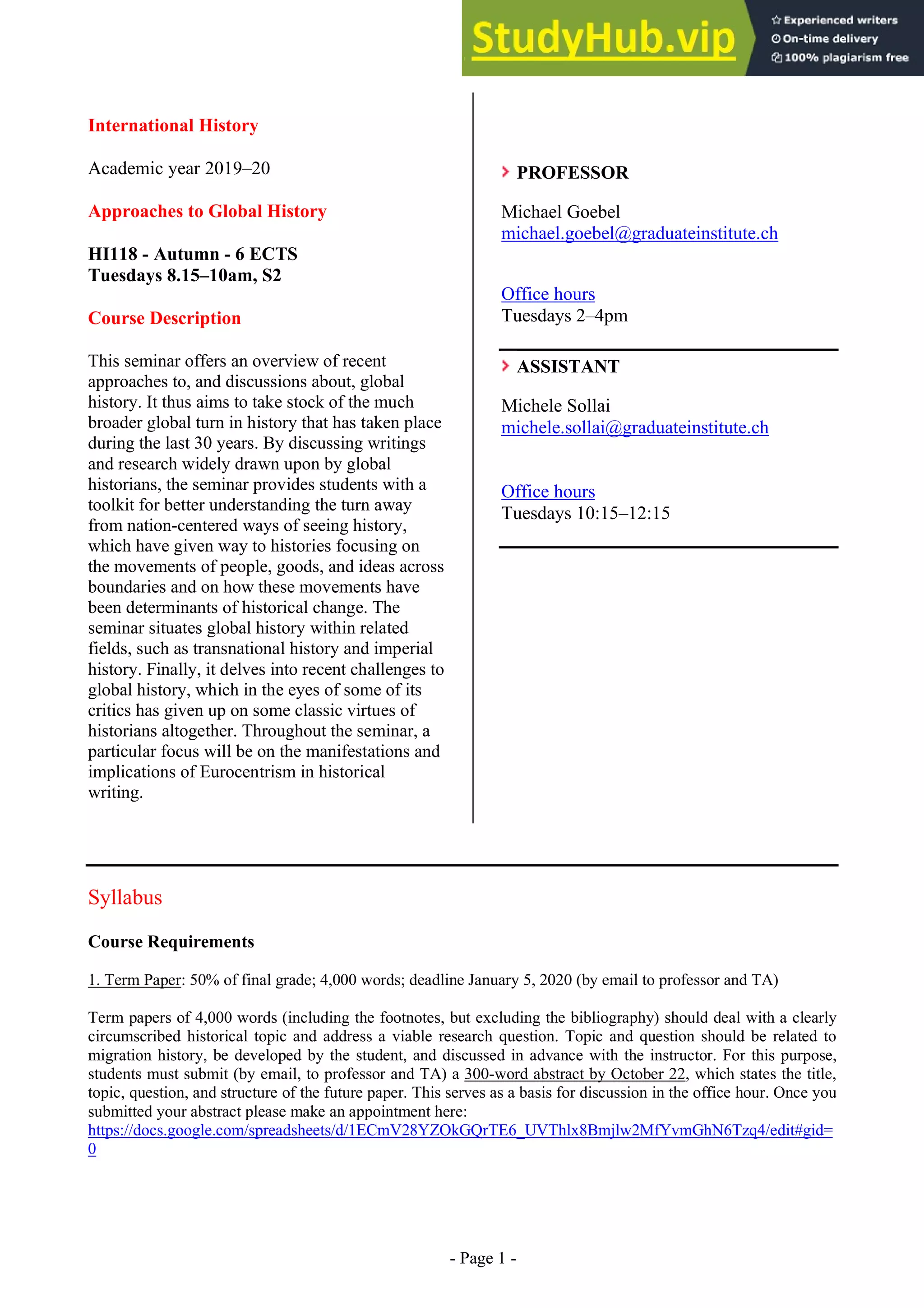 Approaches To Global History | PDF