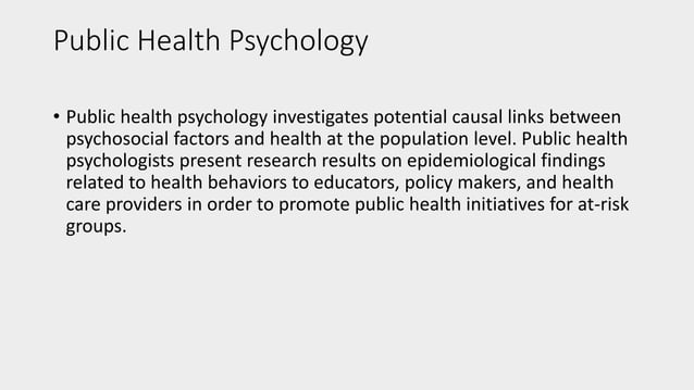 Approaches to Health Psychology | PPTX