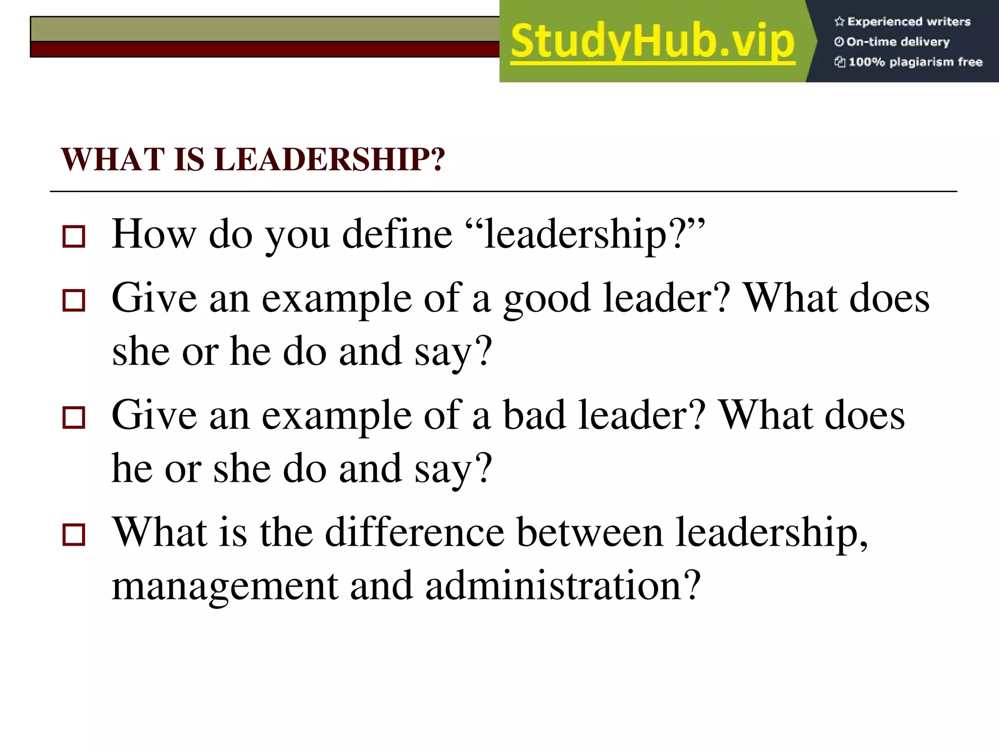 APPROACHES TO LEADERSHIP | PDF