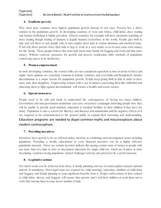 Approaches to population control | DOCX