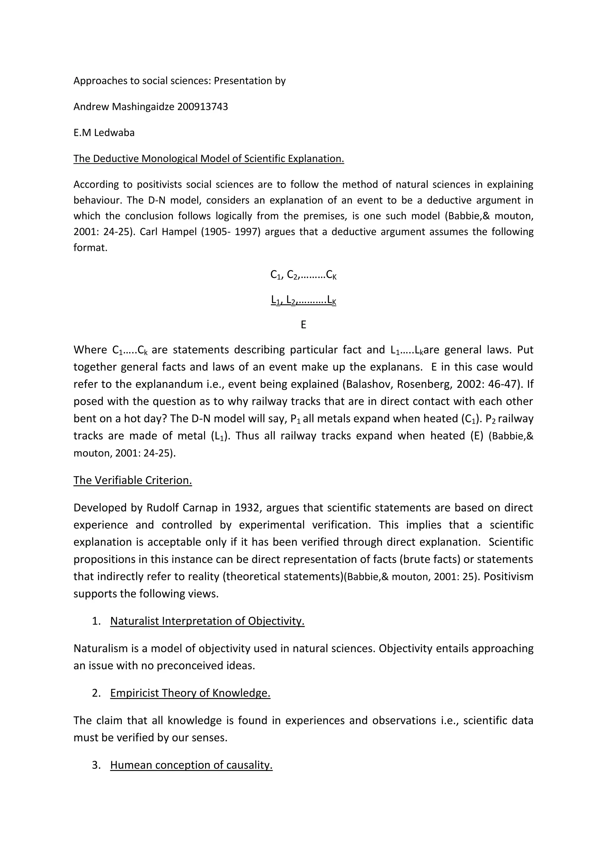 Approaches to social sciences | DOCX