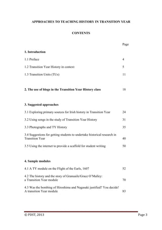 Approaches to teaching history in transition year, october 2013 | PDF