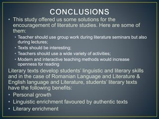Approaches to teaching literature in efl classrooms | PPTX