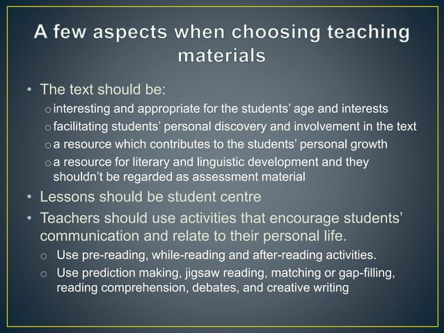 Approaches to teaching literature in efl classrooms | PPTX | Education