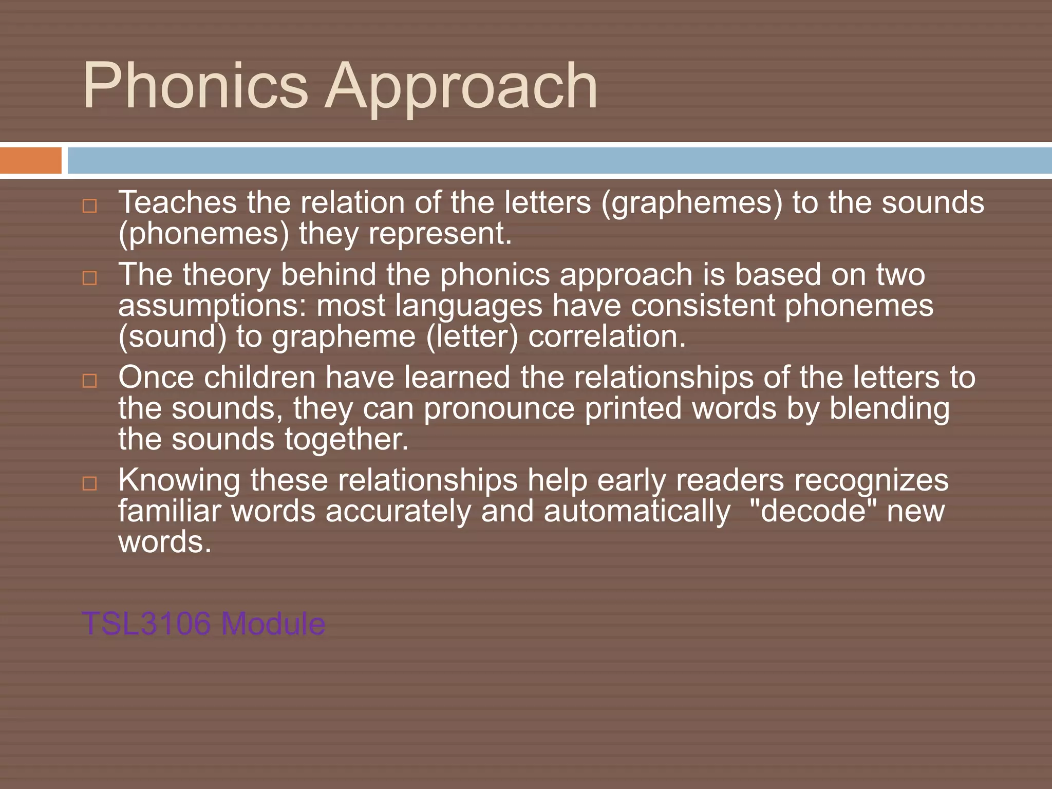 Approaches to teach reading | PPTX