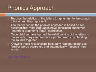 Approaches to teach reading | PPTX