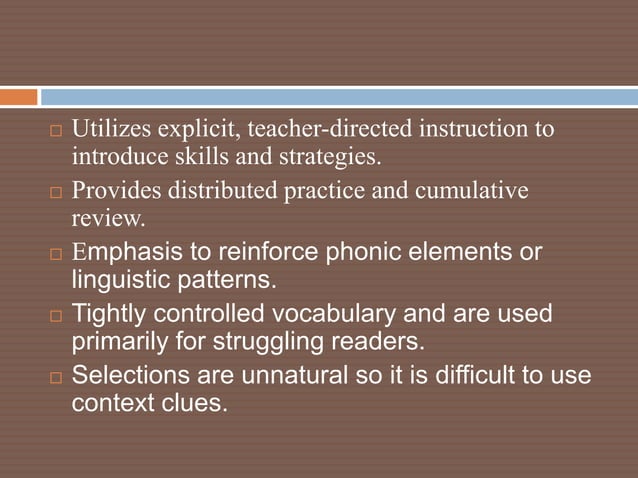 Approaches to teach reading