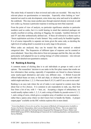 Approaches To The Analysis Of Survey Data | PDF