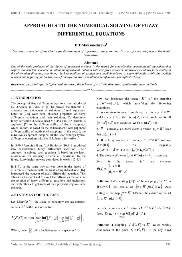 Approaches to the numerical solving of fuzzy | PDF
