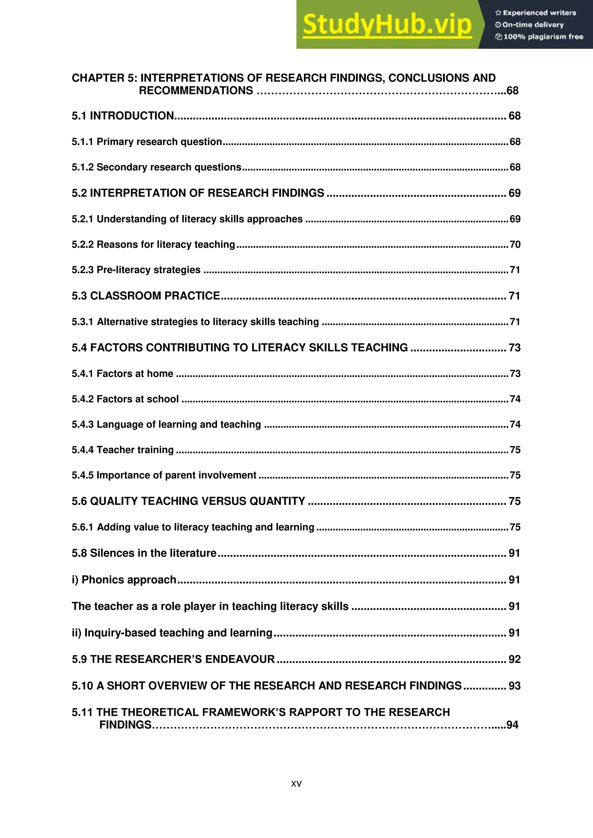 Approaches to the teaching of literacy skills to English First ...