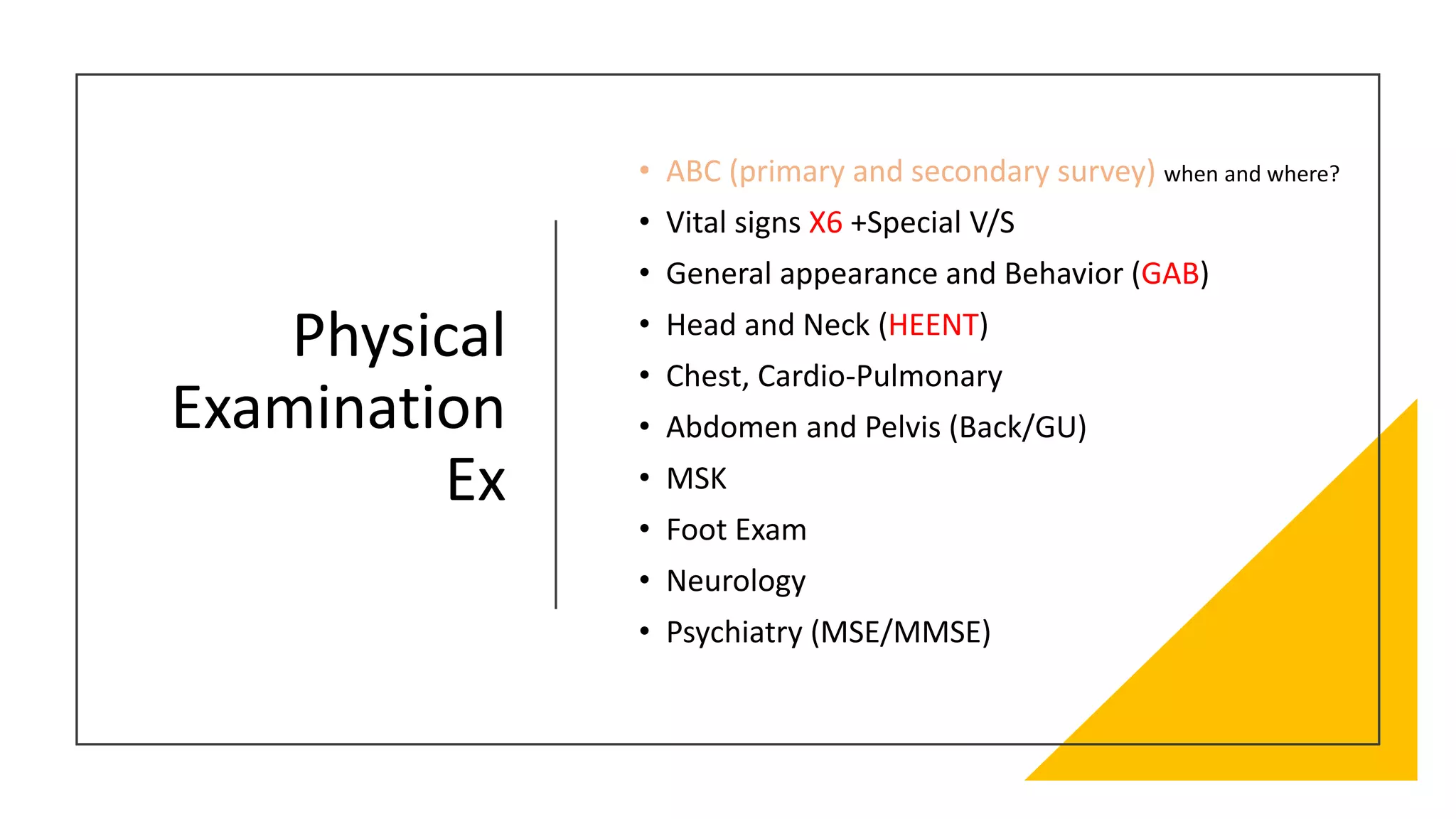 Approach to history taking and physical examination in family medicine ...