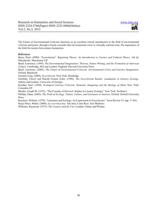 Approaching environmental literary education in the 21st century | PDF