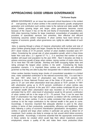 APPROACHING GOOD URBAN GOVERNANCE | DOCX