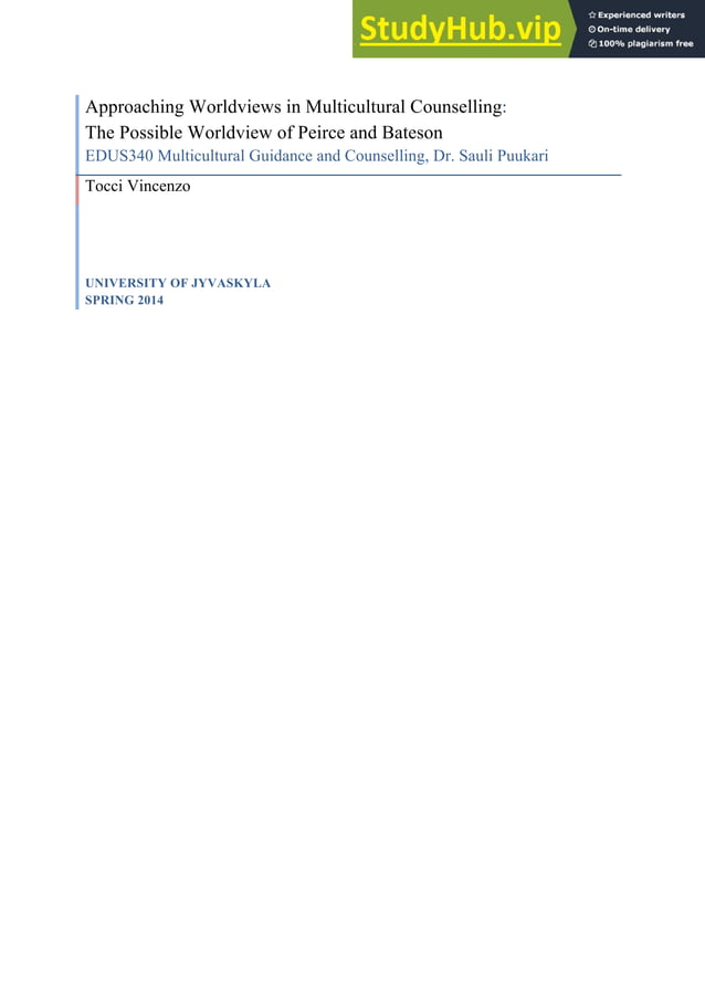 Approaching Worldviews In Multicultural Counselling The Possible ...