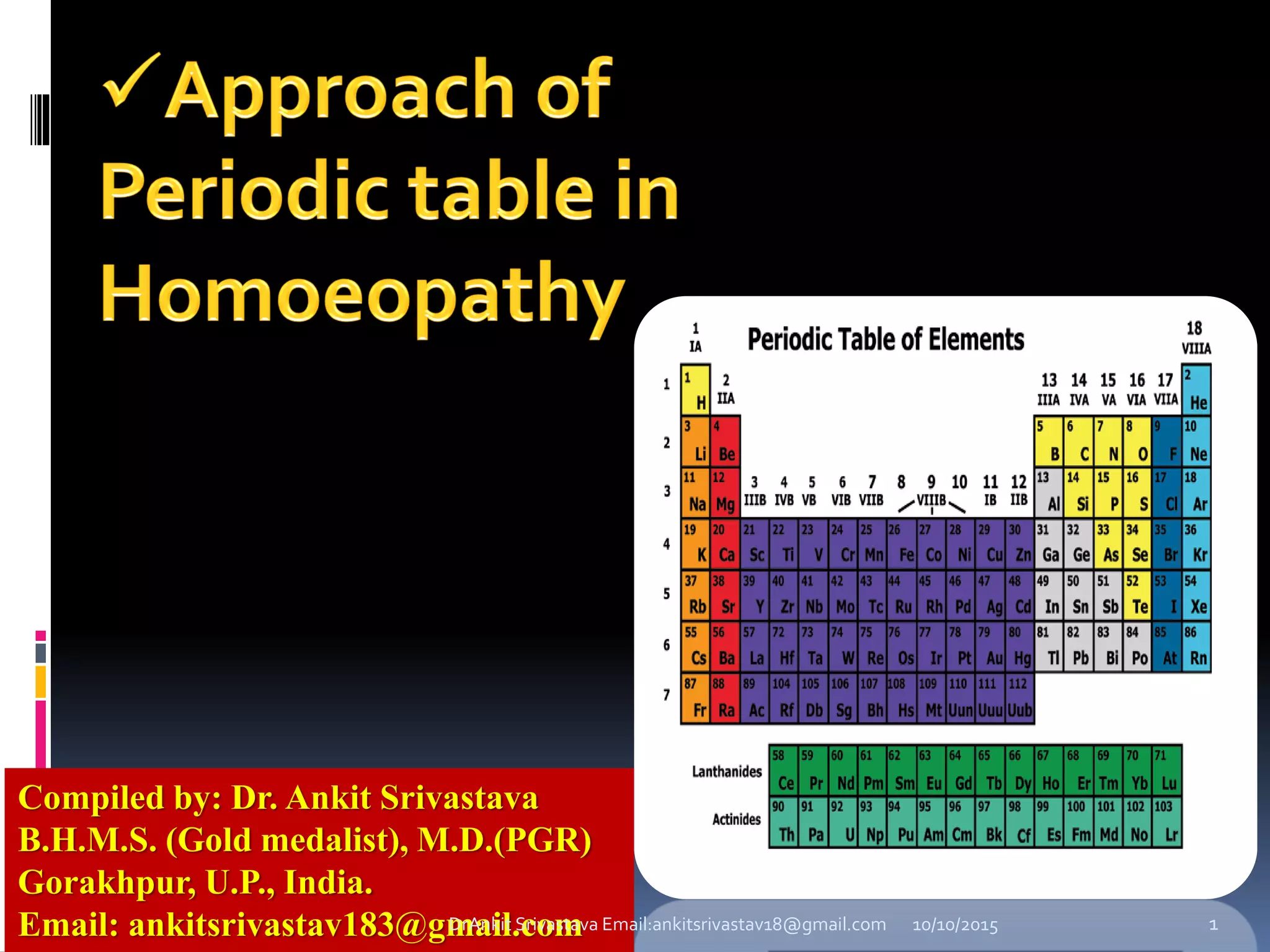 Approach of periodic table in Homoeopathy Medical Science | PDF