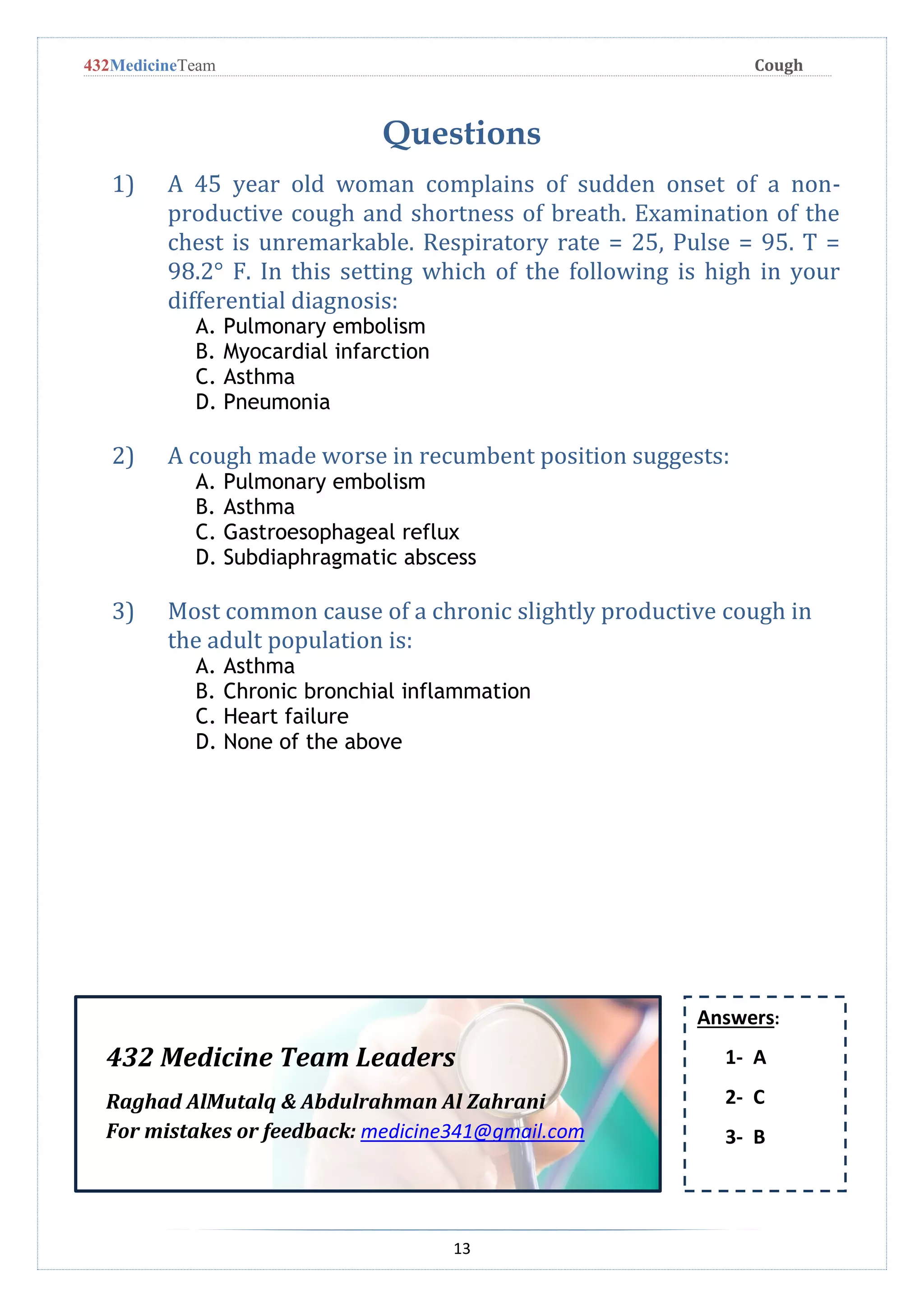 Approach patient with cough | PDF
