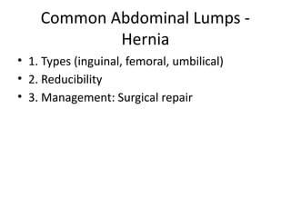 Approach to Abdominal Lump Examination in Patient | PPT
