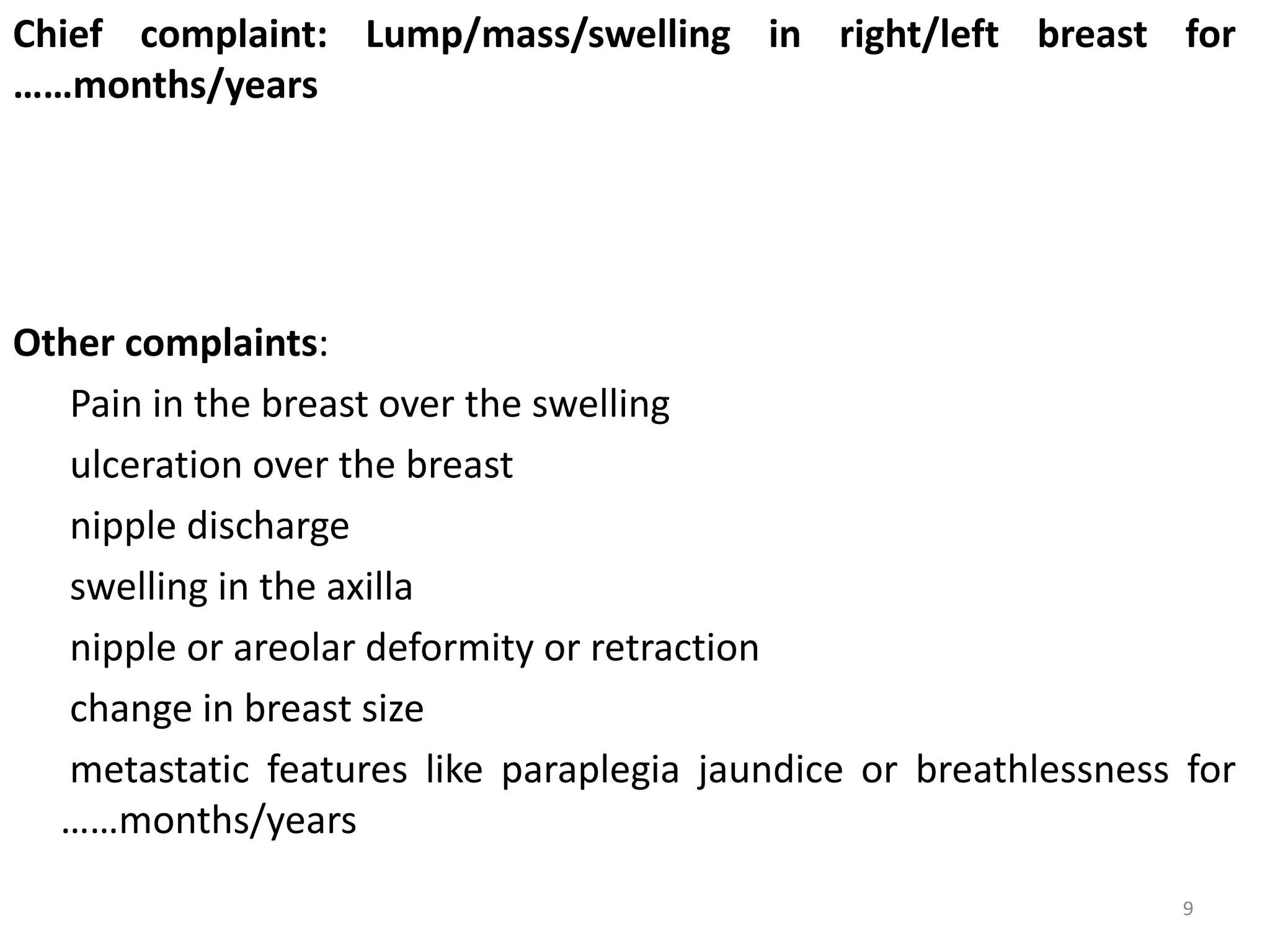 Approach to a breast lump (hari sedai; MMC, IOM) | PPTX