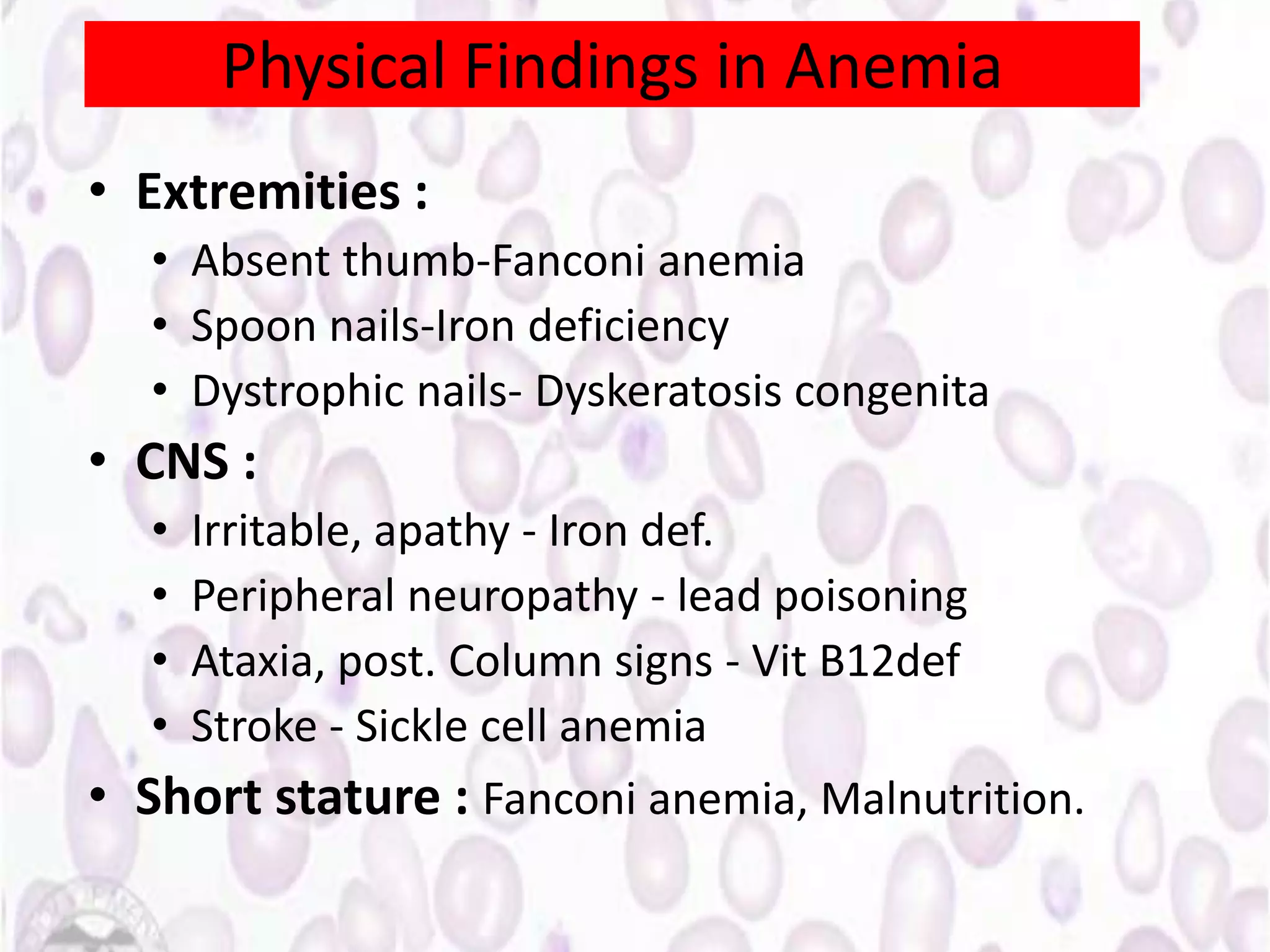 a child with anaemia - an approach | PPTX