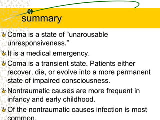 Approach to a comatose child | PPTX