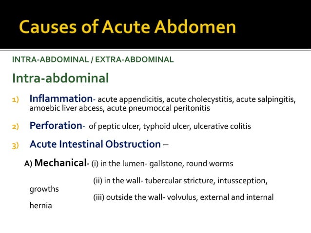 Approach to acute abdomen | PPTX | Digestive Disorders | Diseases and ...