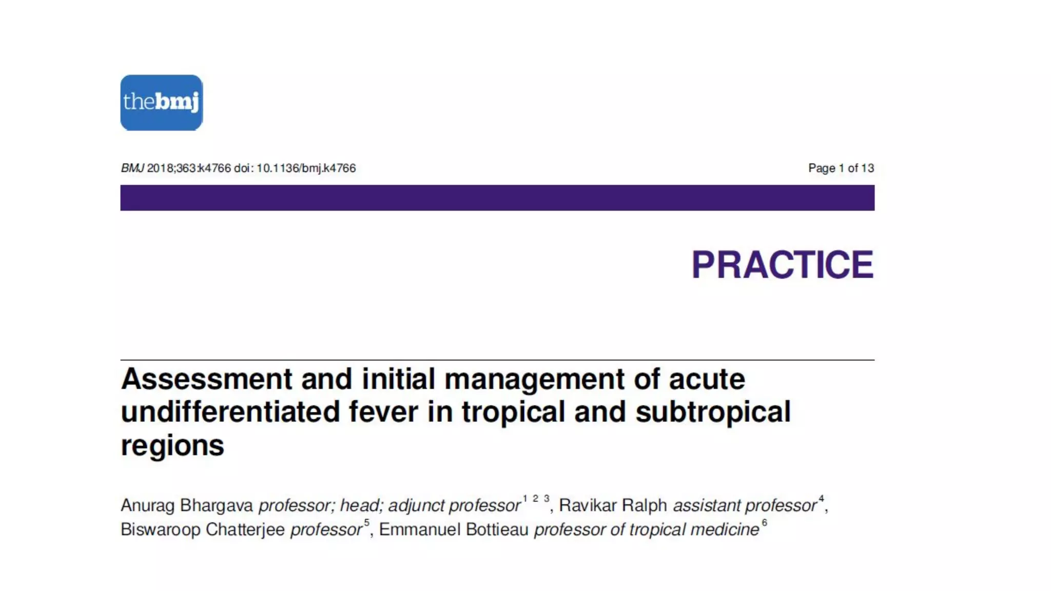 Approach to acute febrile illness in Tropical regions | PDF