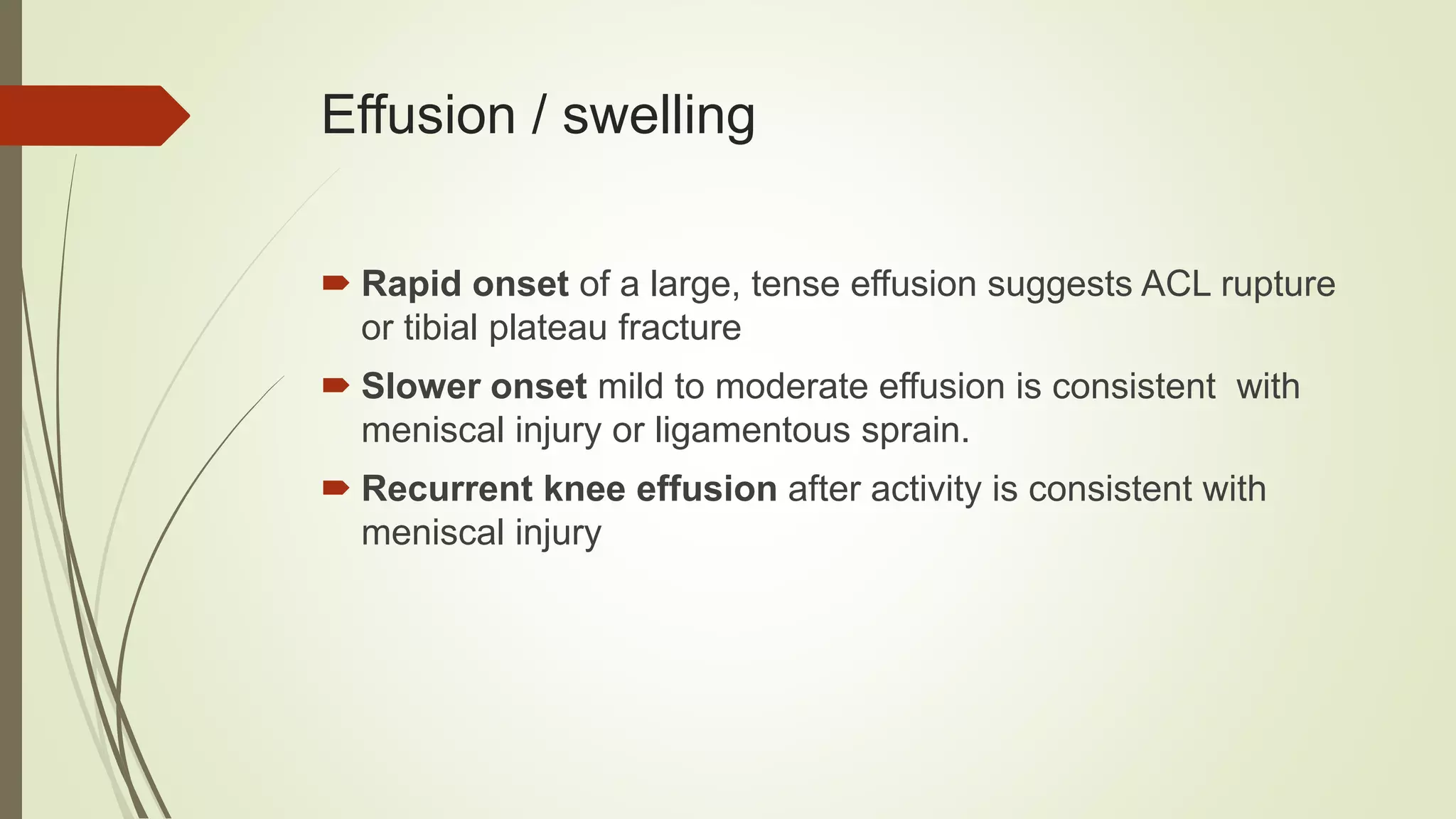 Approach to acute knee injuries (knee injury) | PPTX