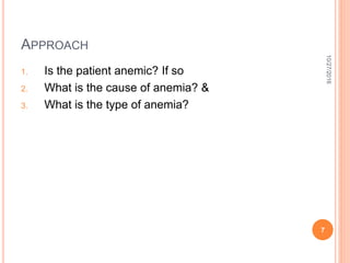 Approach to anemia and iron deficiency anemia | PPTX