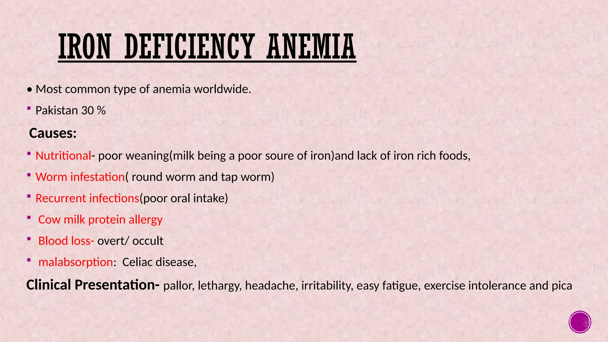 approach to anemia in children-undergraduates lecture | PPT