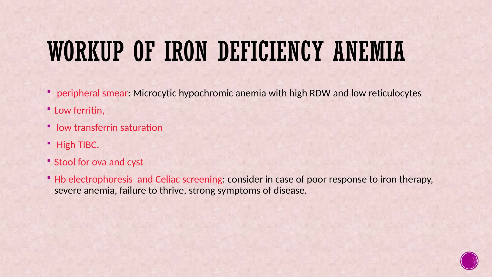 approach to anemia in children-undergraduates lecture | PPT