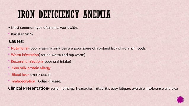 approach to anemia in children-undergraduates lecture | PPT