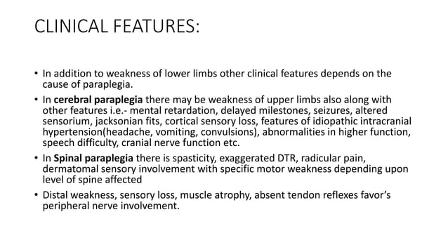 Approach to a patient of spastic paraplegia | PPTX