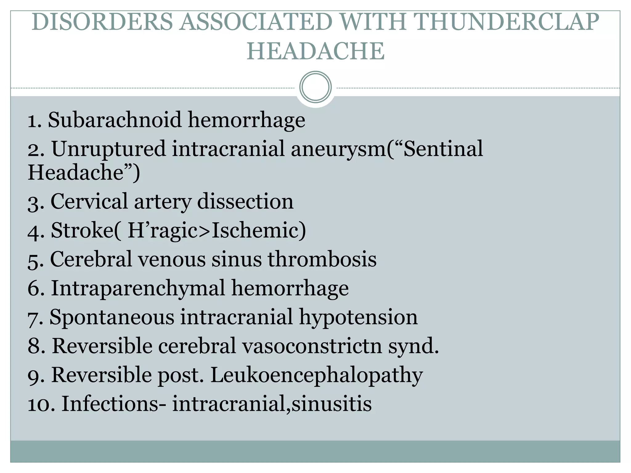 Approach to a patient with headache | PPTX