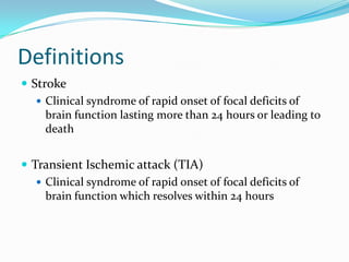 Approach to a patient with stroke - Pathophysiology of stroke | PPTX
