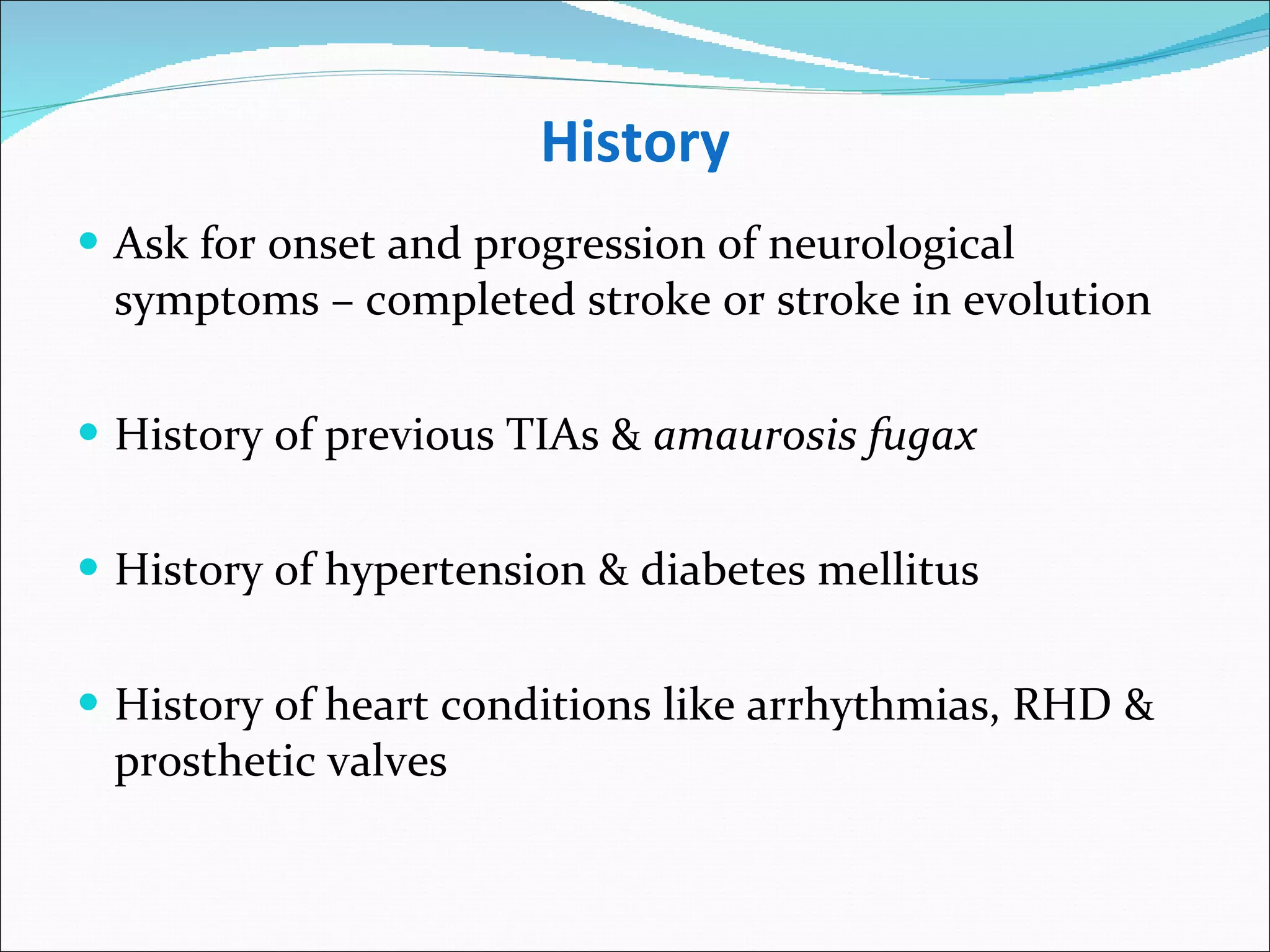 Approach to a patient with stroke | PPT