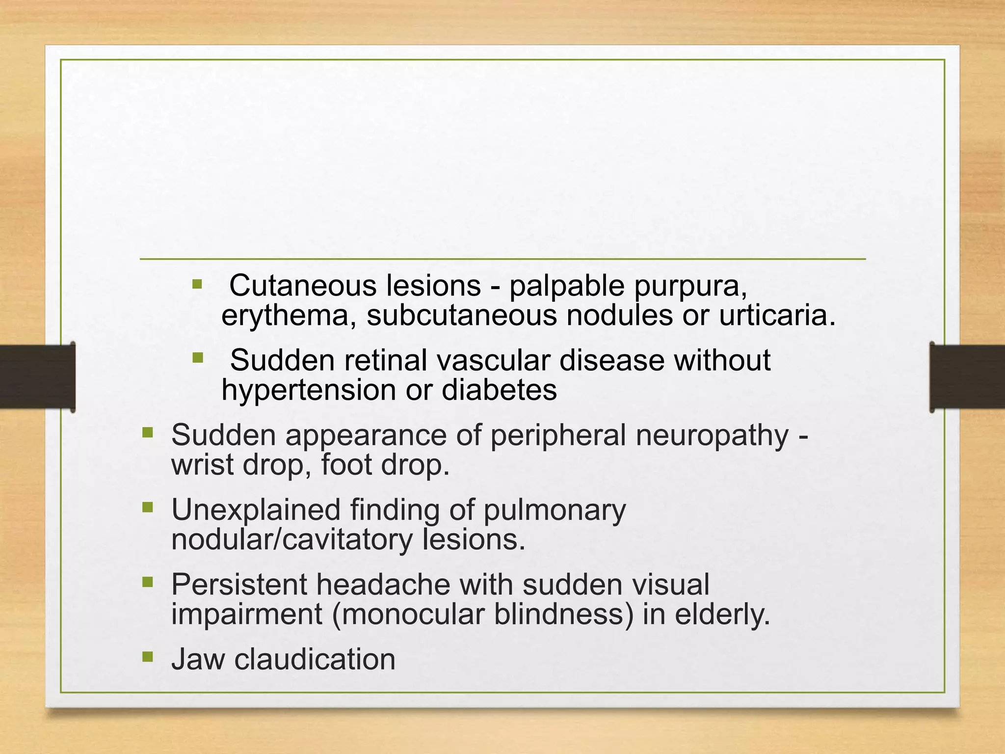 Approach to a patient with vasculitis | PPTX