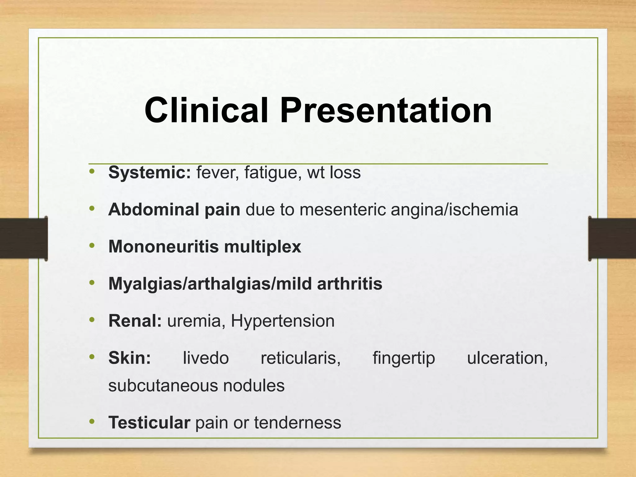 Approach to a patient with vasculitis | PPTX