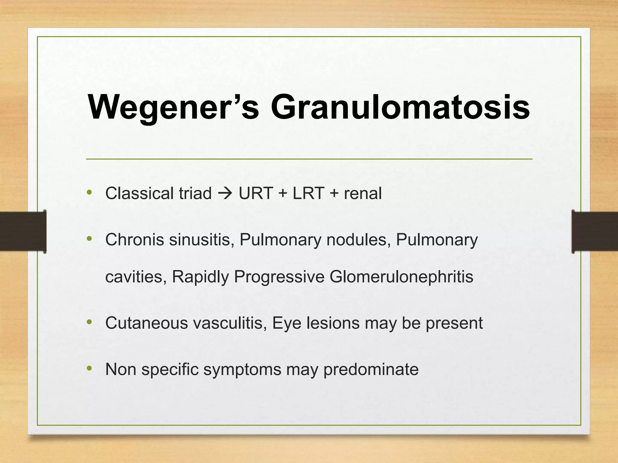 Approach to a patient with vasculitis | PPTX