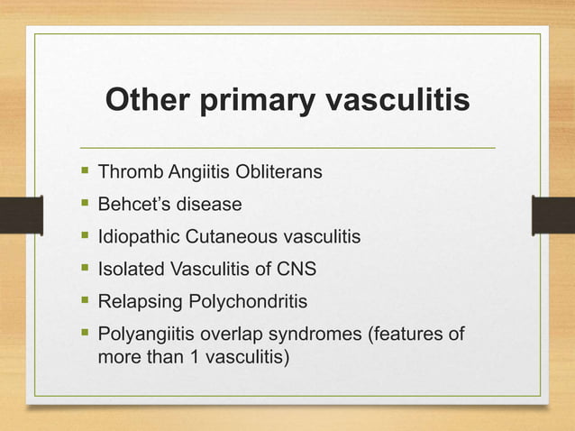 Approach to a patient with vasculitis | PPTX | Blood Disorders ...